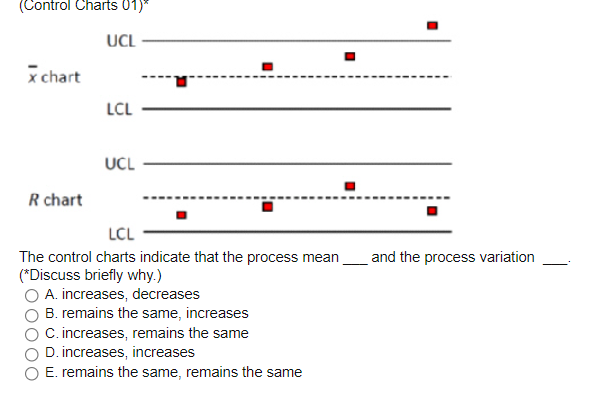 Solved (Control Charts 01) UCL x chart LCL UCL and the | Chegg.com