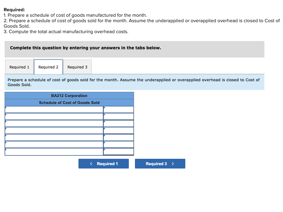 Solved BA212 Corporation has provided the following data | Chegg.com