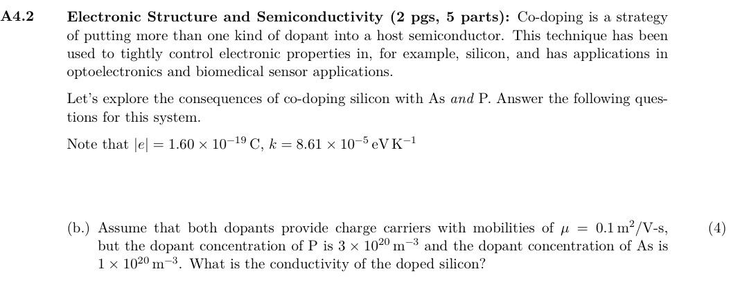 Solved A4.2 Electronic Structure and Semiconductivity (2 | Chegg.com