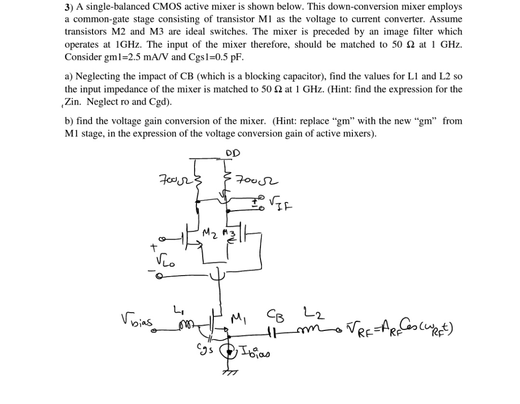 3) A single-balanced CMOS active mixer is shown | Chegg.com
