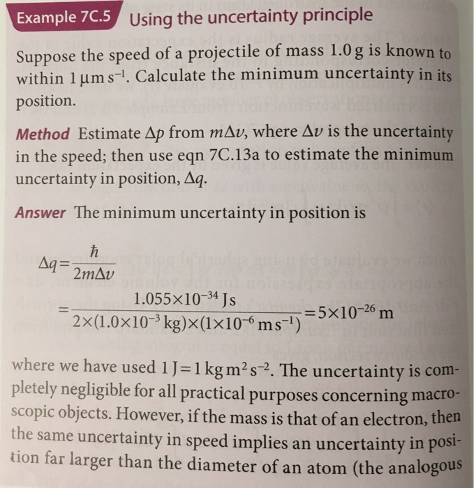 Solved Example 7C.5 Using the uncertainty principle Suppose | Chegg.com