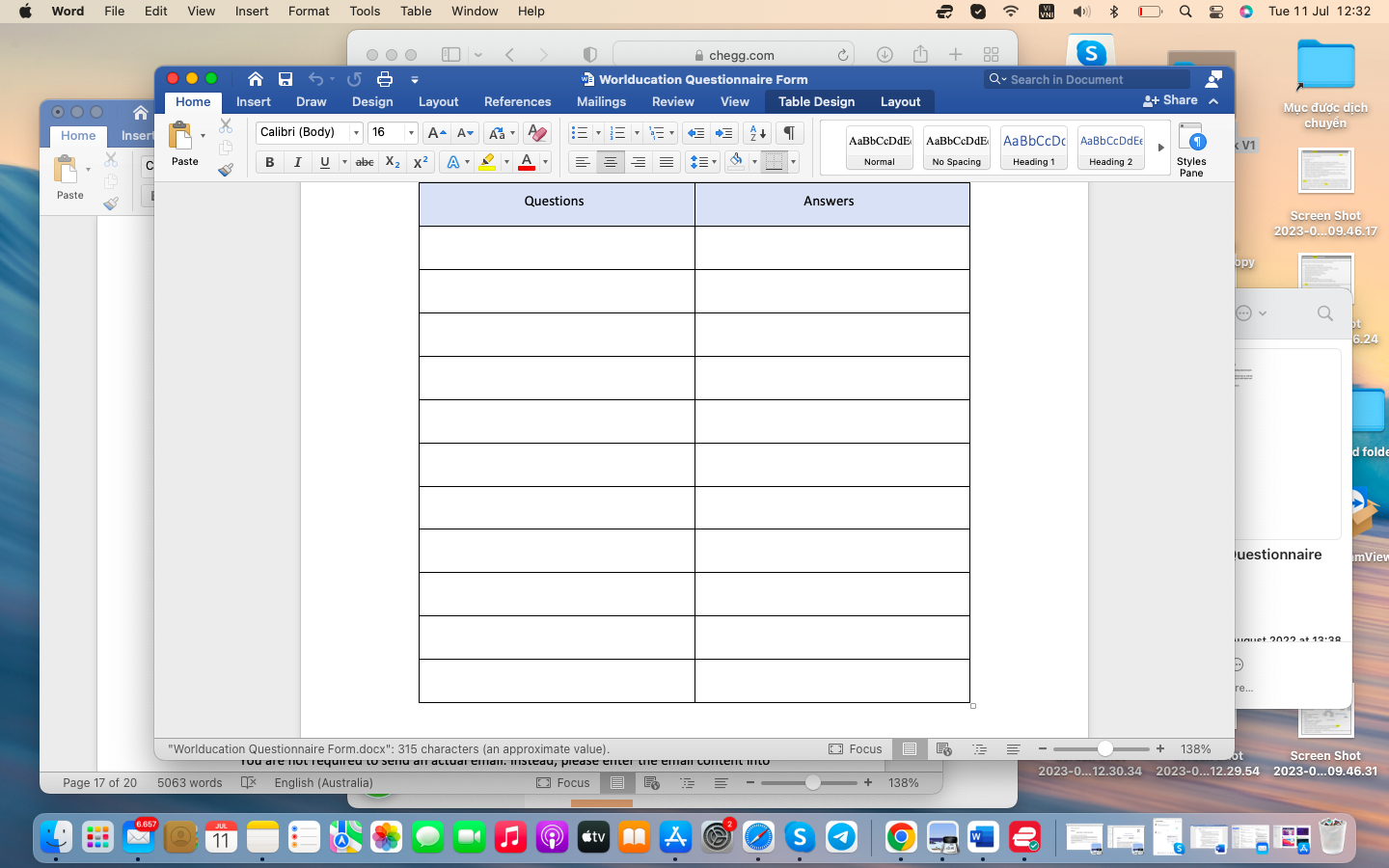 Questionnaire Template Word 2010