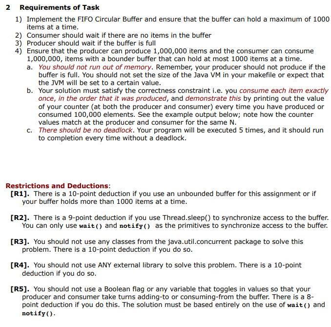 Solved (JAVA) Bounded-buffer producer-consumer problem | Chegg.com