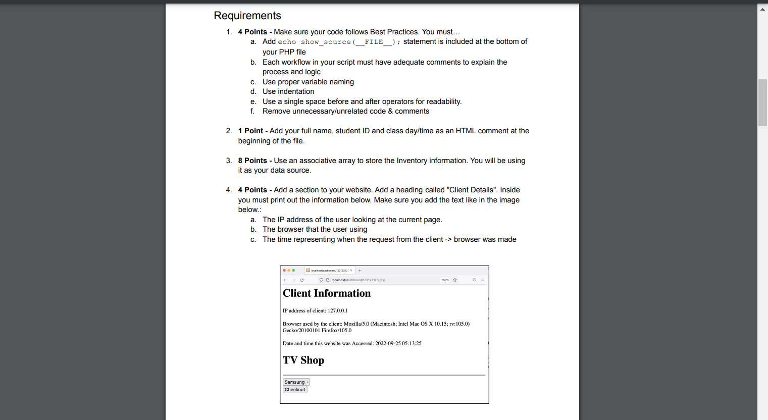 Solved USE HTML AND PHP ALL INFORMATIONS AND INSTRUTIONS ARE | Chegg.com