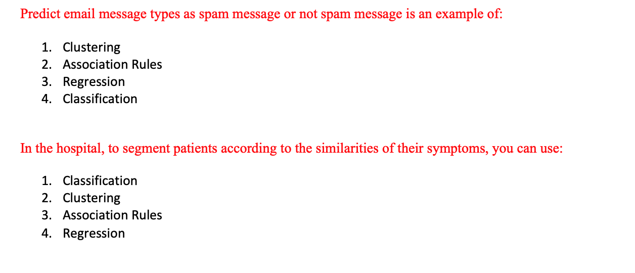 Solved Predict email message types as spam message or not | Chegg.com