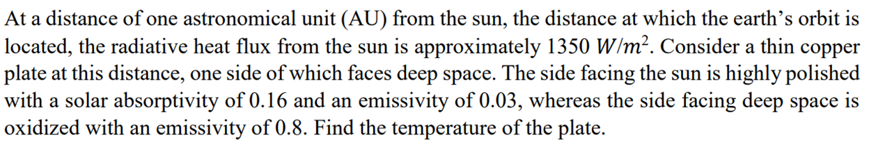 Solved At a distance of one astronomical unit (AU) from the | Chegg.com