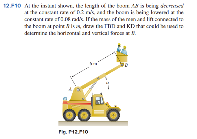 Solved 12.F10 ﻿At the instant shown, the length of the boom | Chegg.com