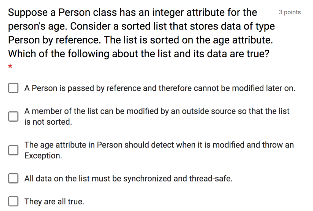 Solved 3 points Suppose a Person class has an integer | Chegg.com