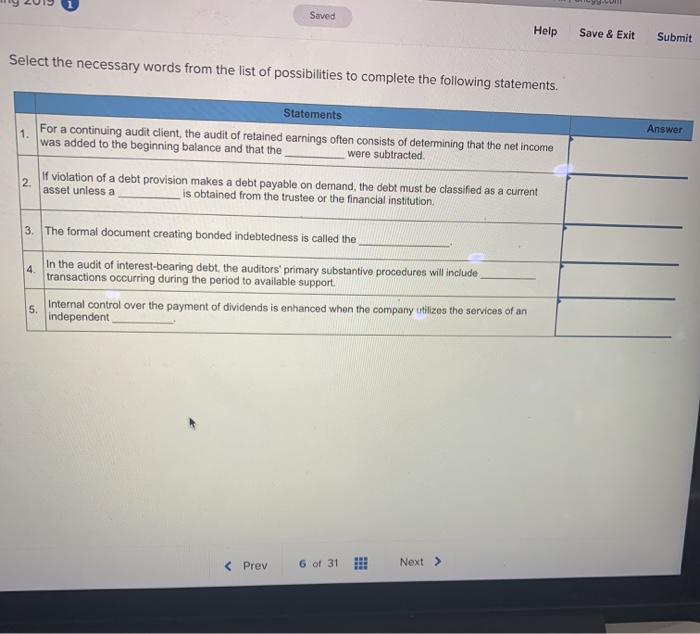 Solved Saved Help Save & Exit Submit Select the necessary | Chegg.com