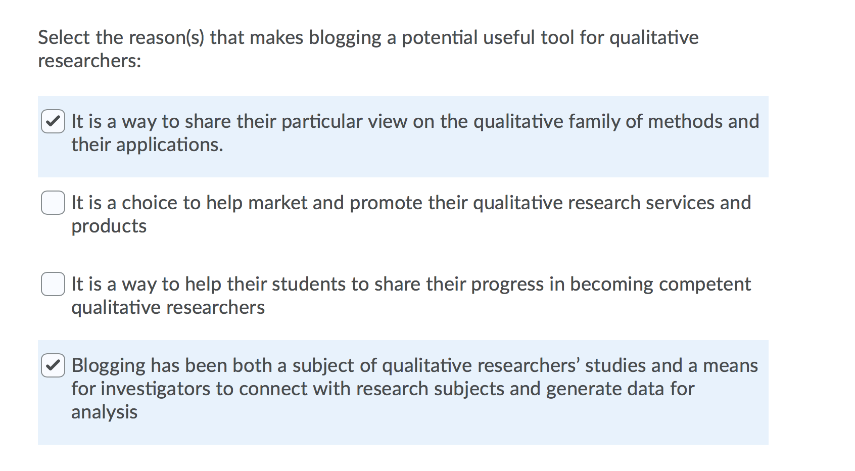 Solved Select the reason(s) that makes blogging a potential | Chegg.com