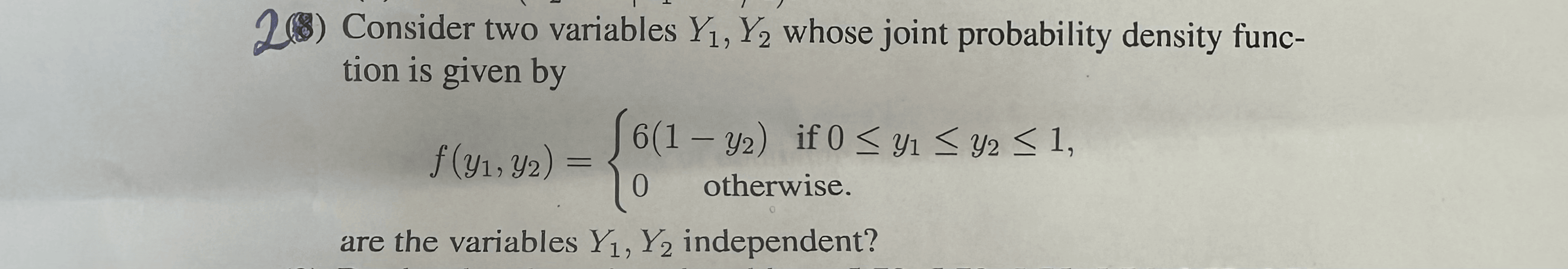 Solved (8) Consider two variables Y1,Y2 whose joint | Chegg.com