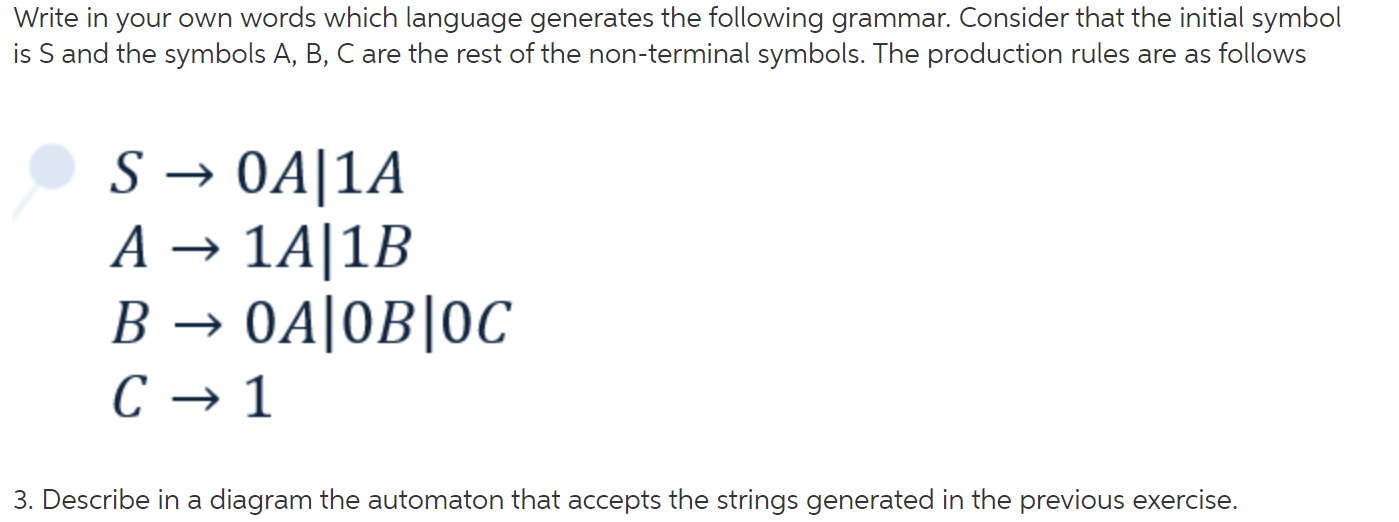 Solved Write in your own words which language generates the | Chegg.com