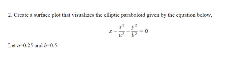 Solved 2. Create a surface plot that visualizes the elliptic | Chegg.com
