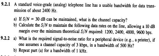 Solved 3.2.1 A standard voice-grade (analog) telephone line | Chegg.com