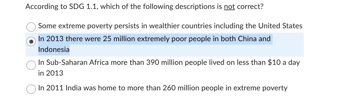Solved According to SDG 1.1, which of the following | Chegg.com