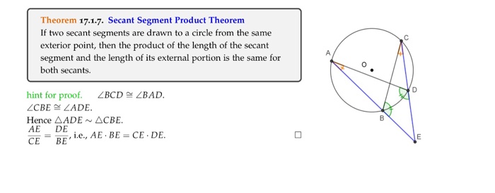 Solved Theorem 17 1 7 Secant Segment Product Theorem If Two