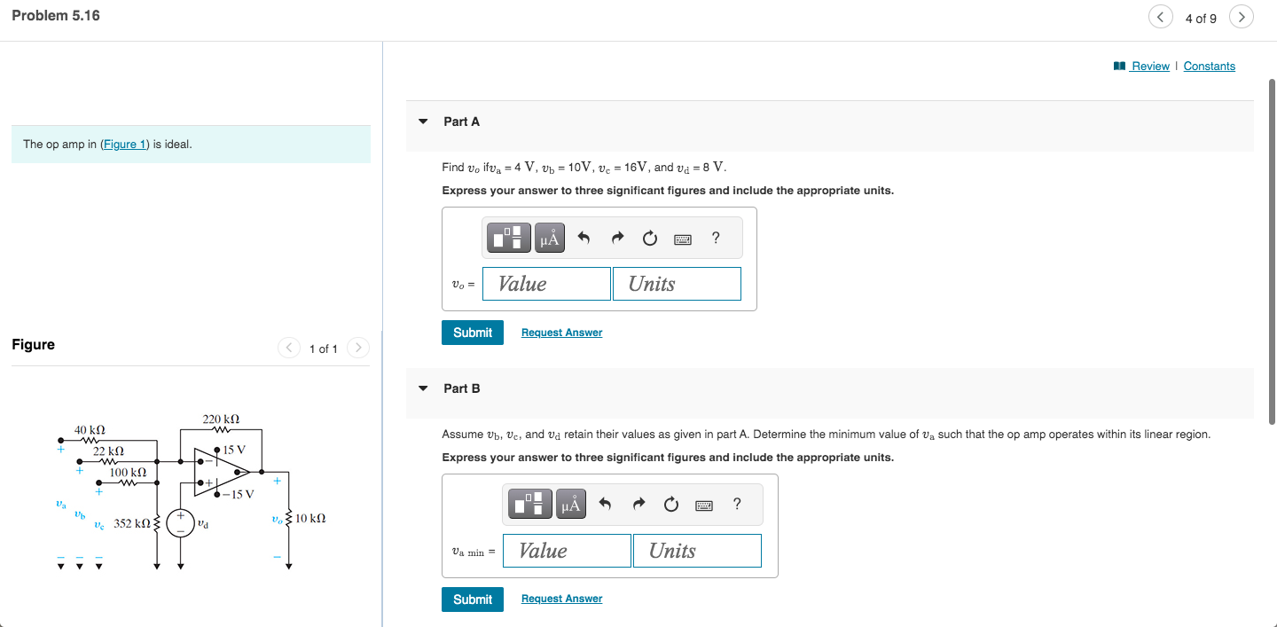 Solved Please answer parts A, B, & C.The op amp in (Figure | Chegg.com