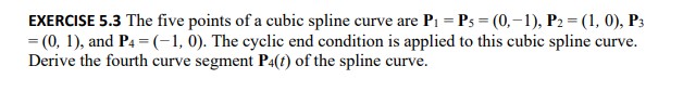 Solved EXERCISE 5.3 The five points of a cubic spline curve | Chegg.com