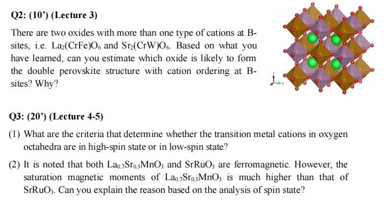 Solved Q2: (10') (Lecture 3) There are two oxides with more | Chegg.com