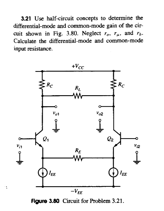 3.21 Use half-circuit concepts to determine the | Chegg.com