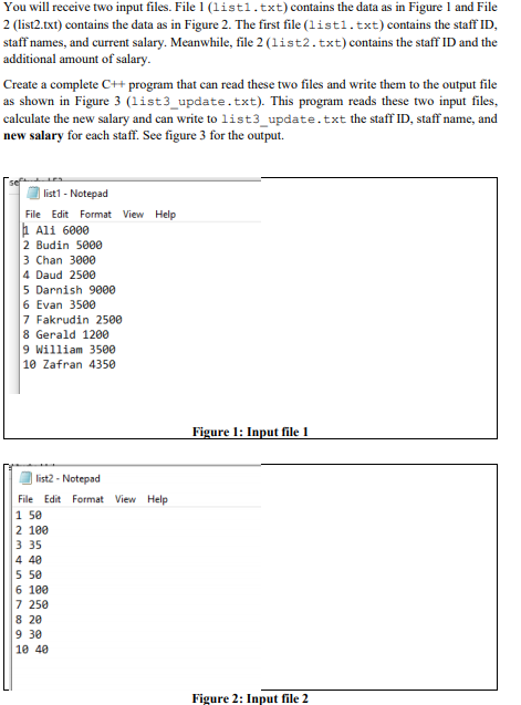Solved You will receive two input files. File 1 (listi.txt) | Chegg.com