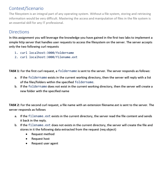 Solved Context/Scenario The filesystem is an integral part | Chegg.com