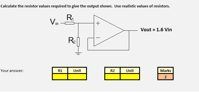 Solved Calculate the resistor values required to give the | Chegg.com