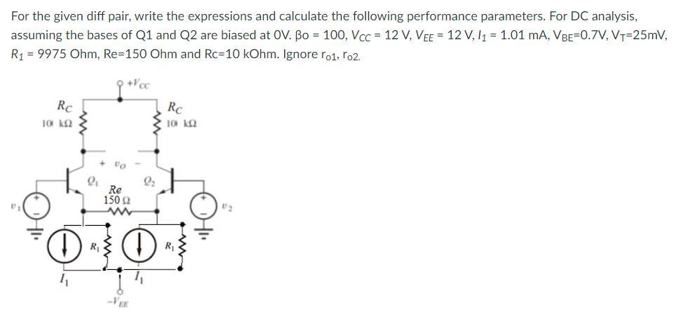 Solved Part B: Find the following parameters: Adm in dB, Acm | Chegg.com