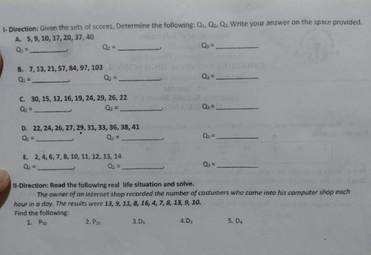 Solved The topic is all about Percentile, Quartile, and | Chegg.com