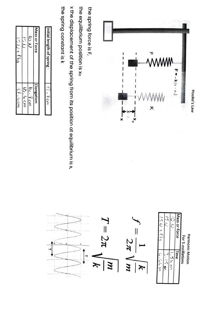 Solved " Spring Constant Experiment " please calculate this | Chegg.com