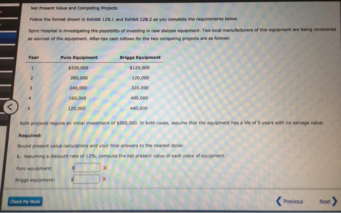 Solved Net Present Value and Competing Projects Follow the | Chegg.com