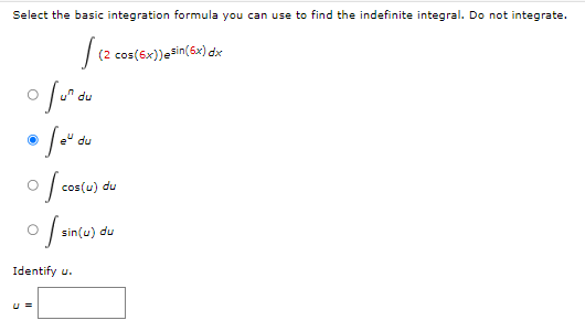 Solved Select the basic integration formula you can use to | Chegg.com