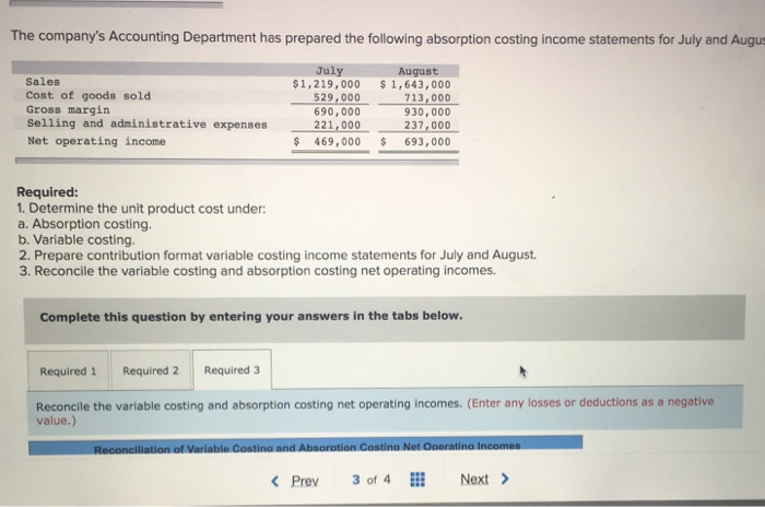 Solved Problem 6-22 Variable Costing Income Statements; | Chegg.com