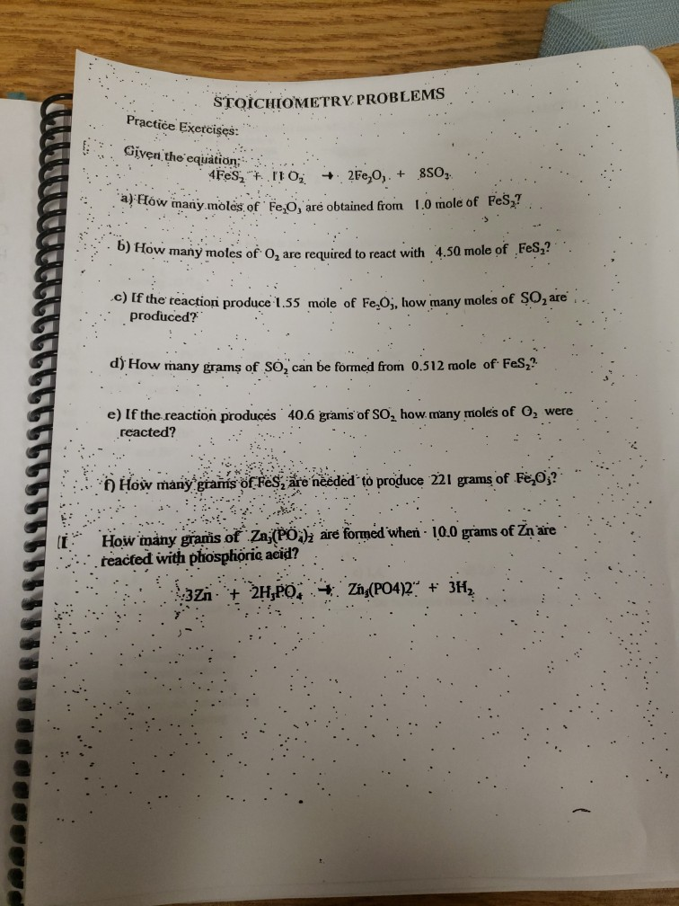 Solved I need help with these stoichiometry problems step by | Chegg.com