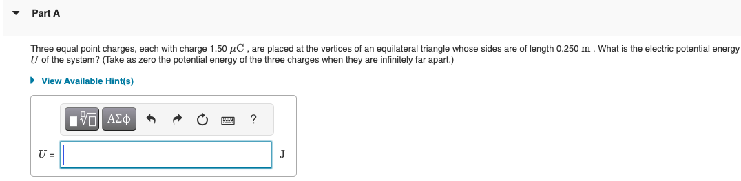 Solved Part AThree equal point charges, each with charge | Chegg.com
