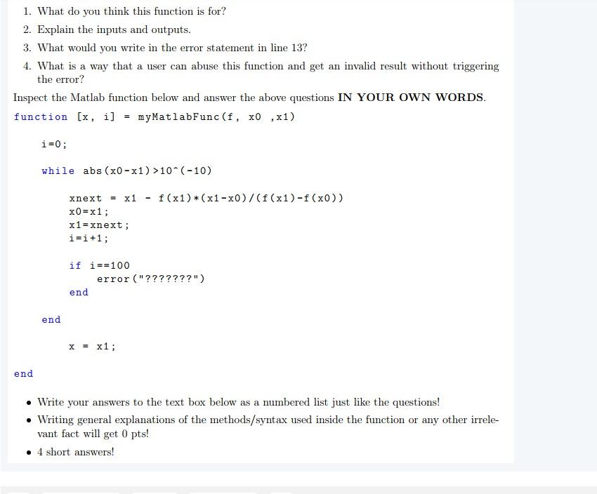 Solved 1. What do you think this function is for? 2. Explain | Chegg.com