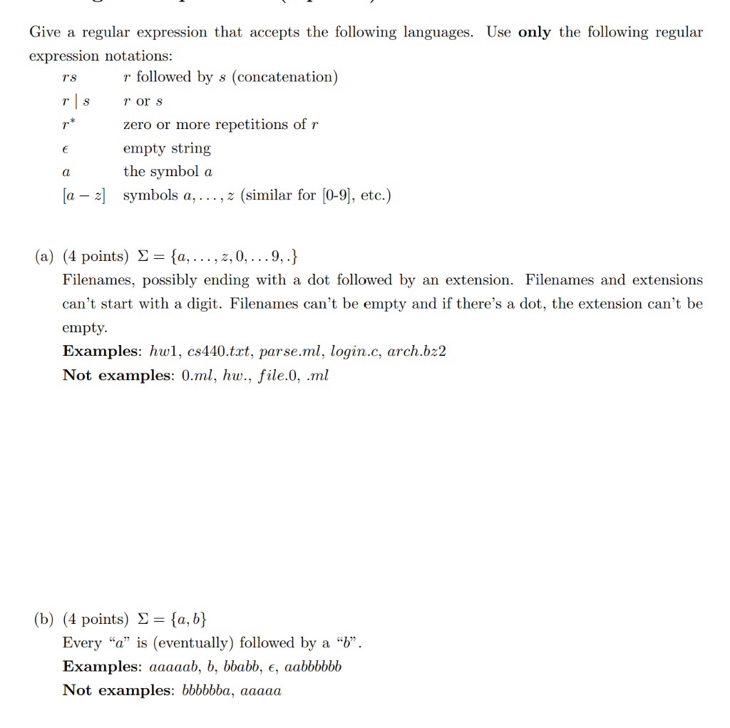 Solved rs rors Give a regular expression that accepts the | Chegg.com
