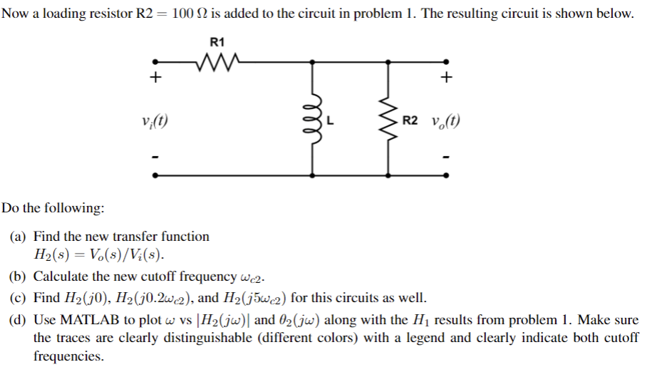 Solved Now a loading resistor R2=100Ω is added to the | Chegg.com