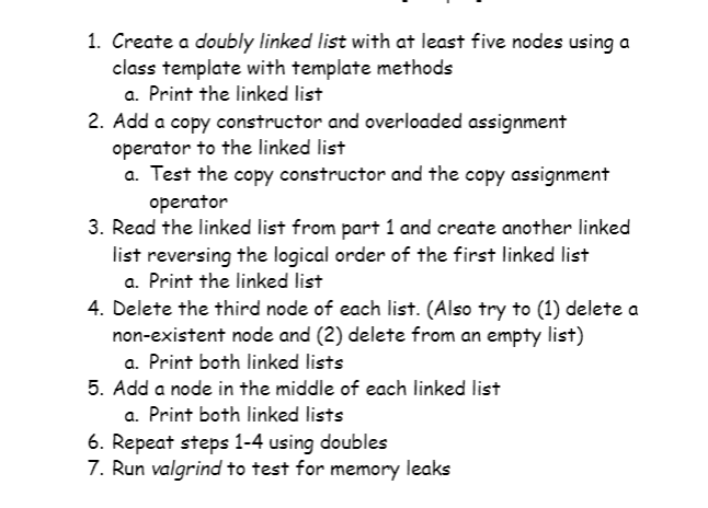 Solved 1. Create a doubly linked list with at least five | Chegg.com