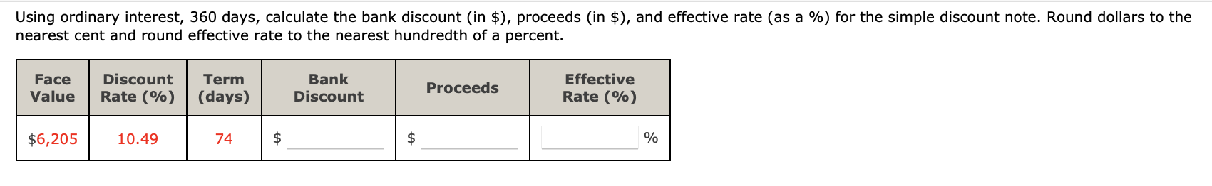 Solved Calculate the interest (in \\$), purchase price (in | Chegg.com