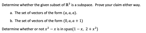 Solved Determine whether the given subset of R3 is a | Chegg.com
