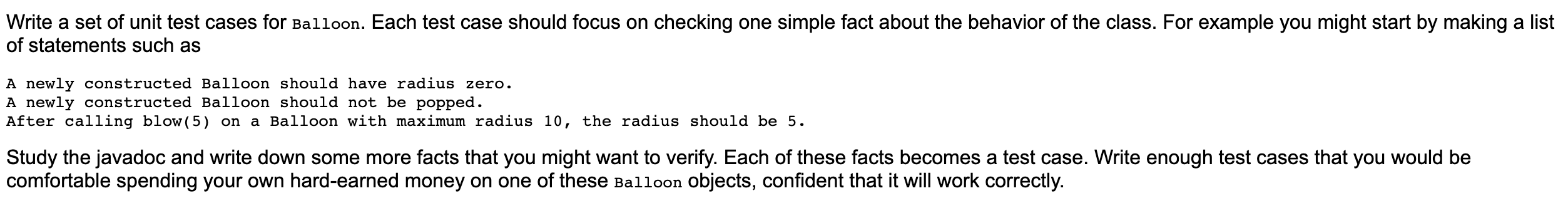 Solved n this exercise, you will write a set of JUnit test | Chegg.com