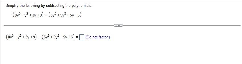 Solved Simplify the following by subtracting the | Chegg.com