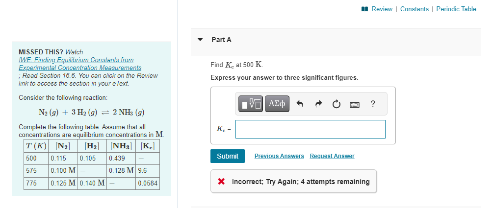Solved MISSED THIS? Watch IWE: Finding Equilibrium Constants | Chegg.com