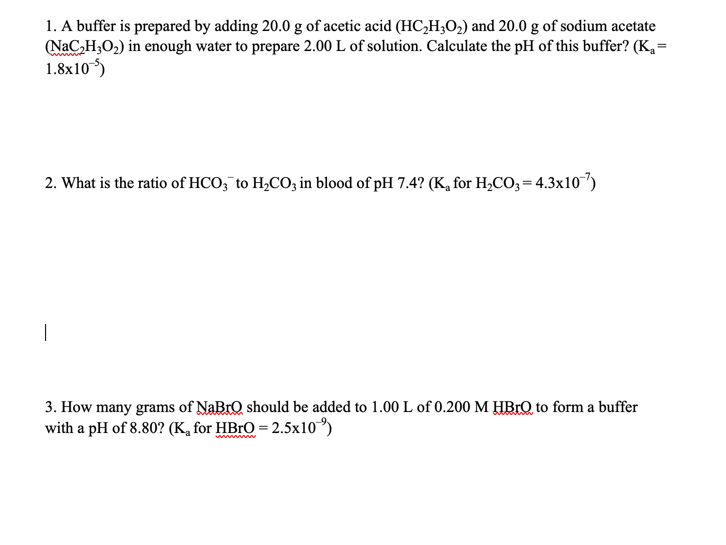 Solved 1. A buffer is prepared by adding 20.0 g of acetic | Chegg.com