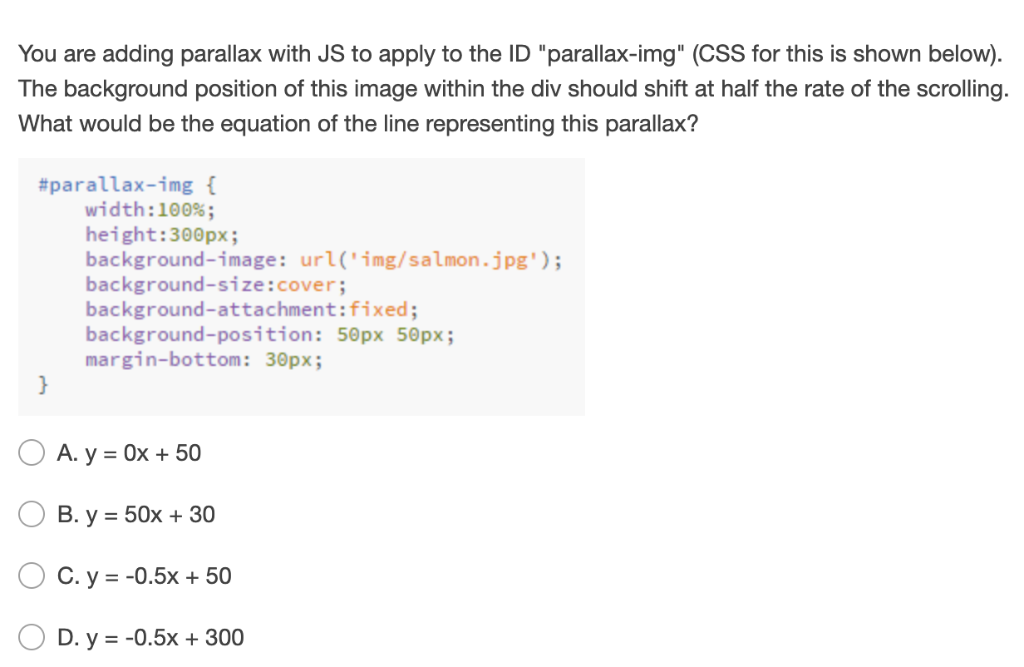 Solved You are adding parallax with JS to apply to the ID | Chegg.com