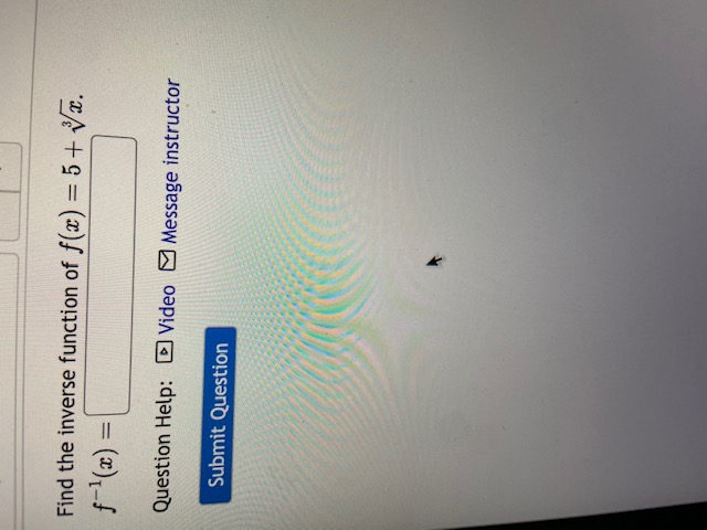 Solved Find the inverse function of f(x)=5+3x. f−1(x)= | Chegg.com