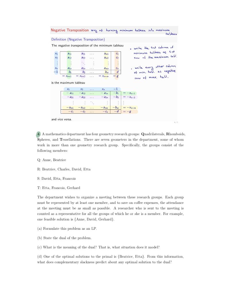 Solved The negative transposition of the minimum tableau - | Chegg.com