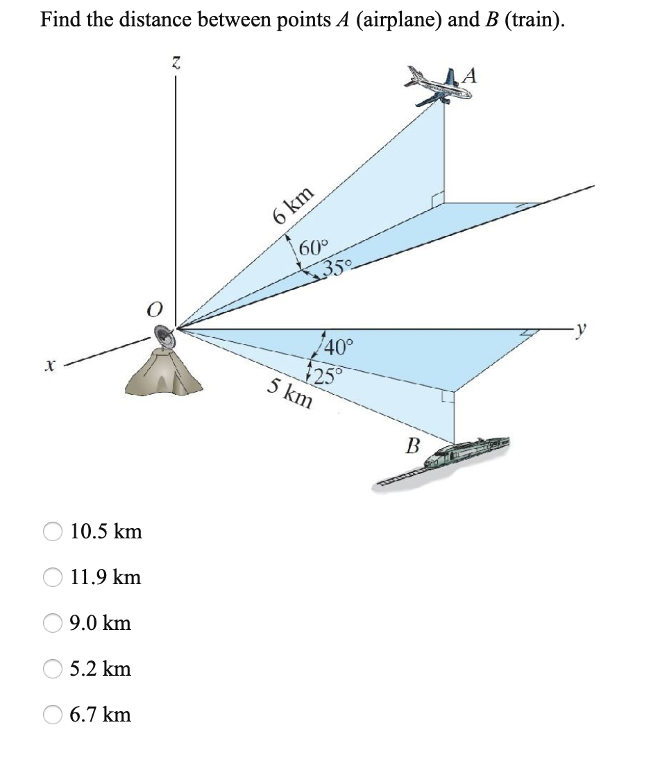Solved Find the distance between points A (airplane) and B | Chegg.com