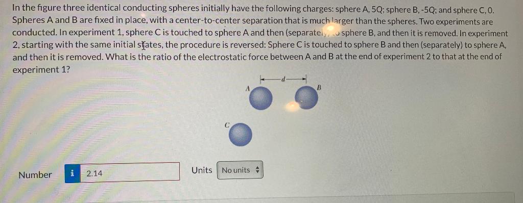 Solved In the figure three identical conducting spheres | Chegg.com